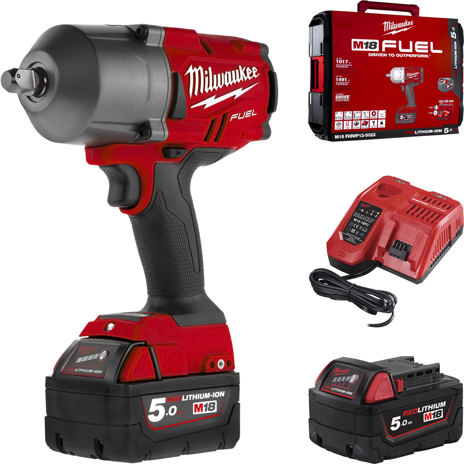 Klucz udarowy akumulatorowy Milwaukee M18 FHIWP12-502X | Sklep Hanex.pl