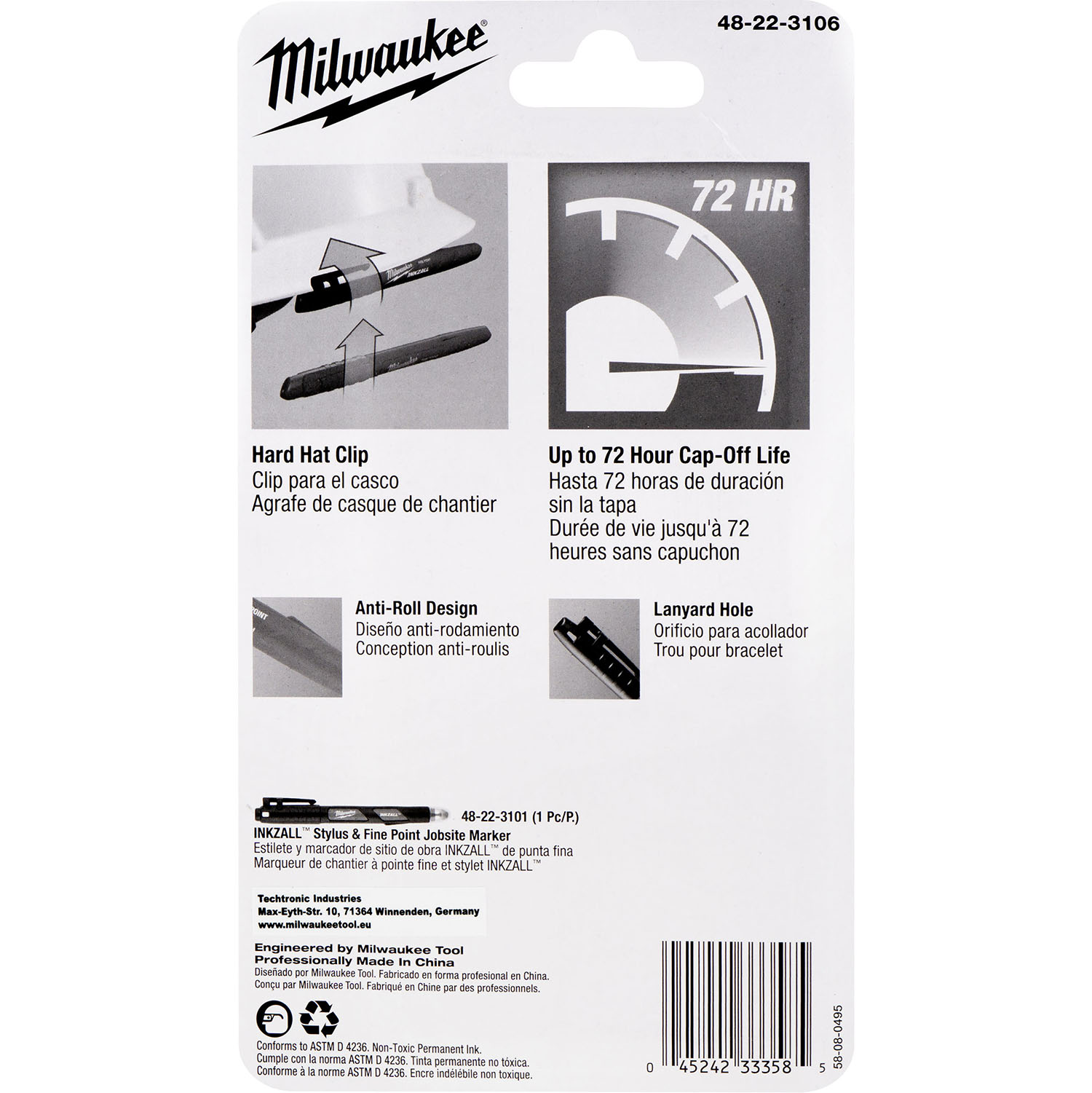 Markery budowlane Milwaukee INKZALL (zestaw 4 kolory) | Sklep Hanex.pl