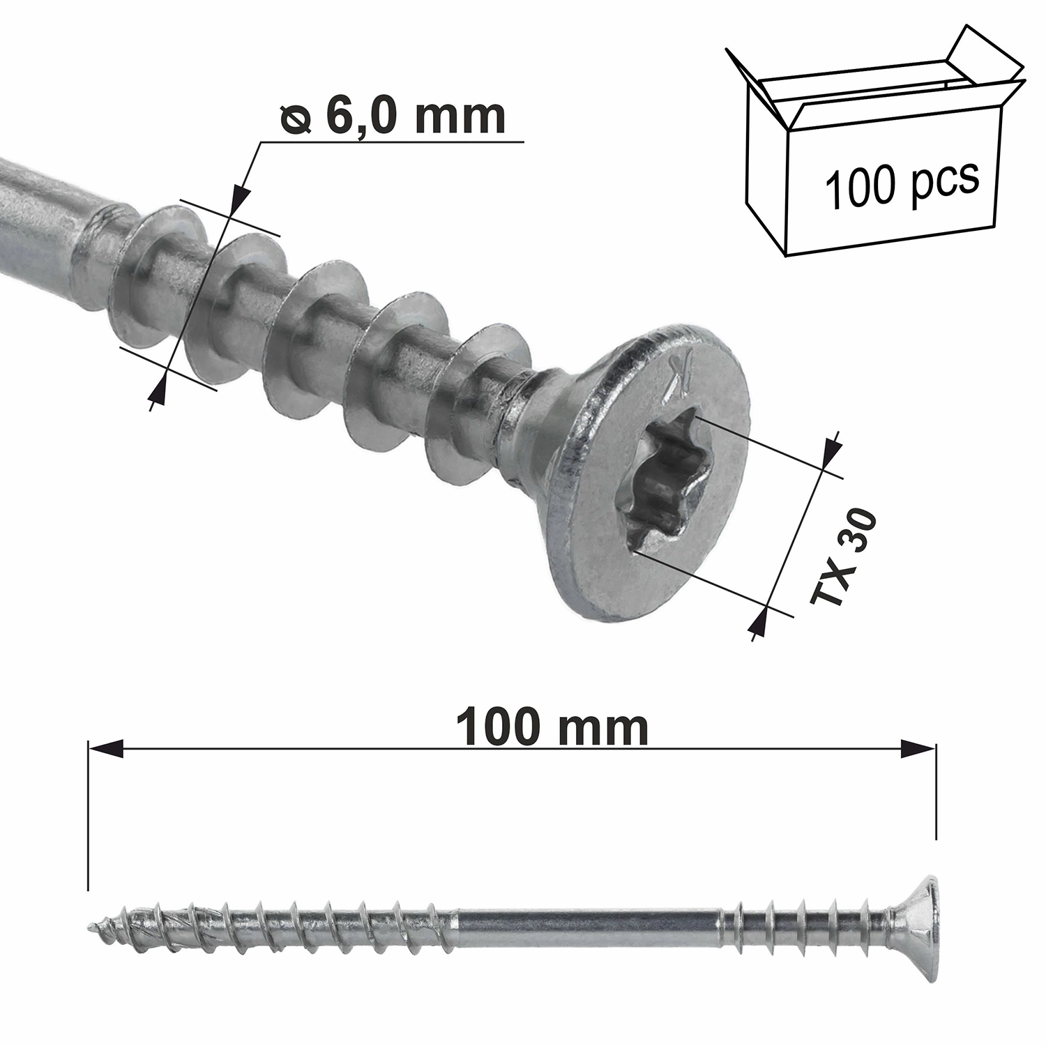 Wkręty do poziomowania łat 6x100 mm 100 szt. dystansowe TORX Klimas ...