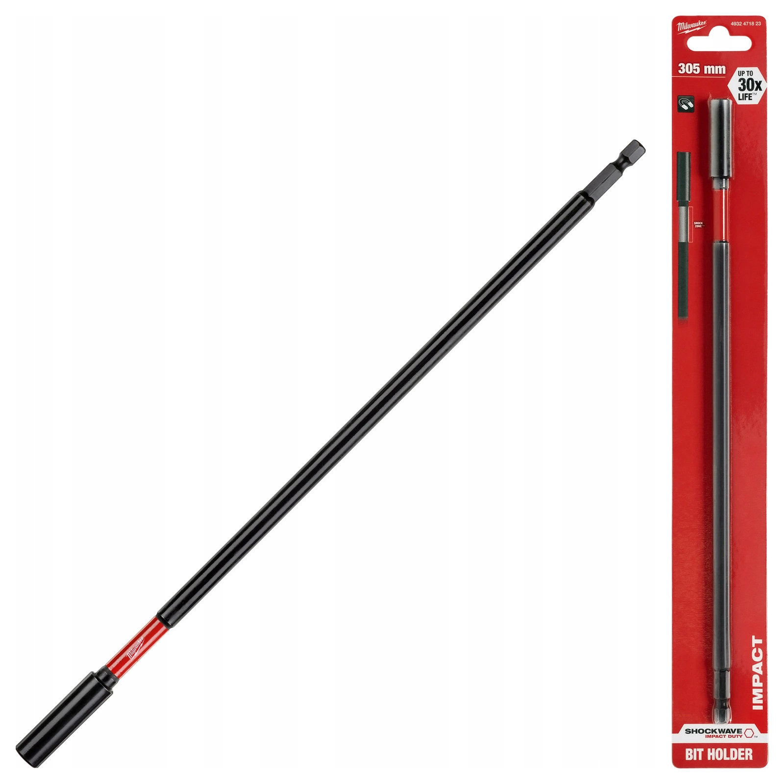 Uchwyt, końcówka magnetyczna do bitów przedłużka 305 mm Milwaukee Shockwave | Sklep Hanex.pl