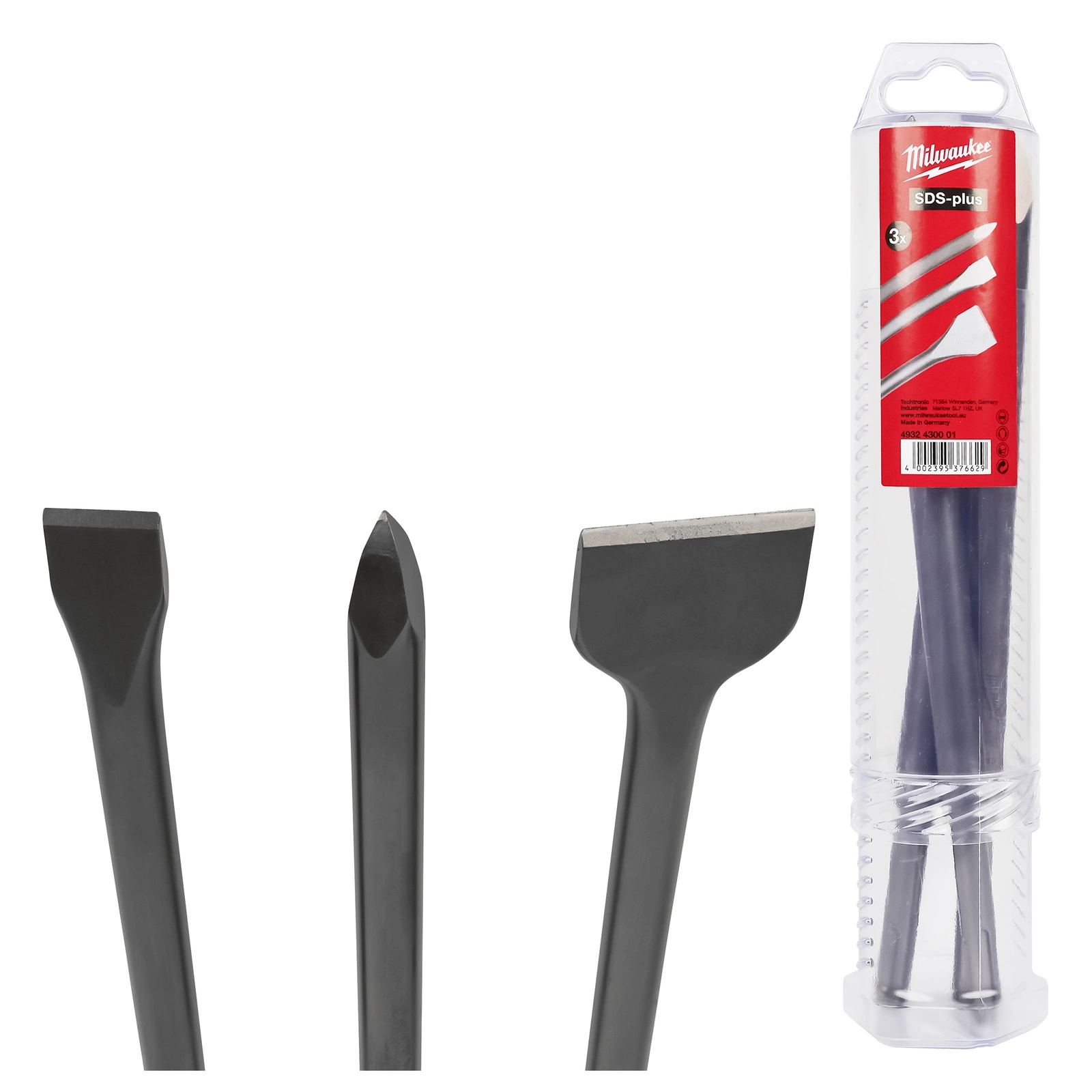 Zestaw dłut 3 szt SDS-PLUS SDS+ wąskie szerokie szpicak Milwaukee | Sklep Hanex.pl