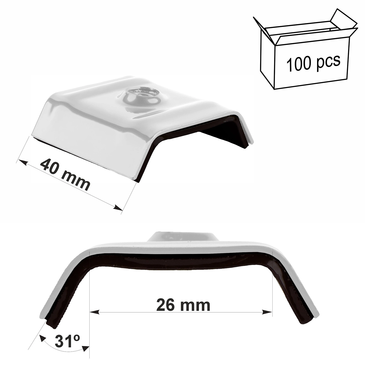 Kaloty do płyt warstwowych 26 mm 100 szt. RAL 9010 Etanco | Sklep Hanex.pl